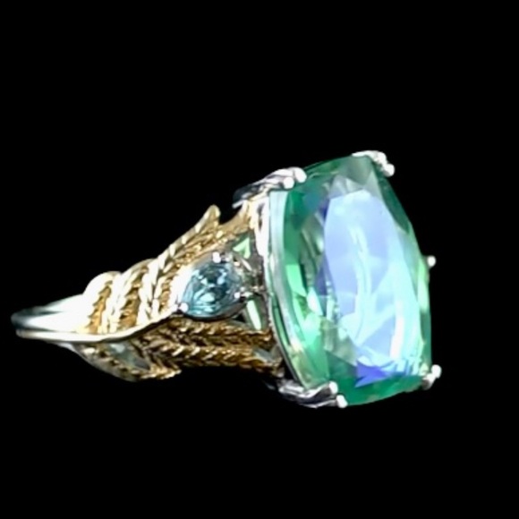 Jewelry | Peacock Quartzblue Topaz Ring Vermeil Gold Over Sterling ...
